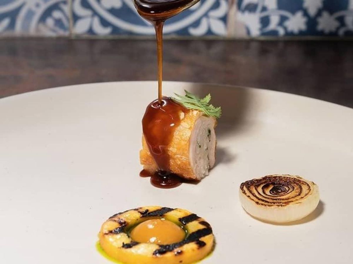 Pasta|Bar's chicken roulade with grilled stone fruit and tarragon ...