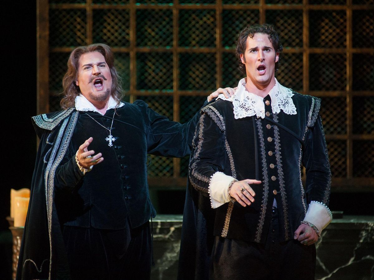 Rodrigo, played by Michael Chioldi, and Don Carlo, played by James ...