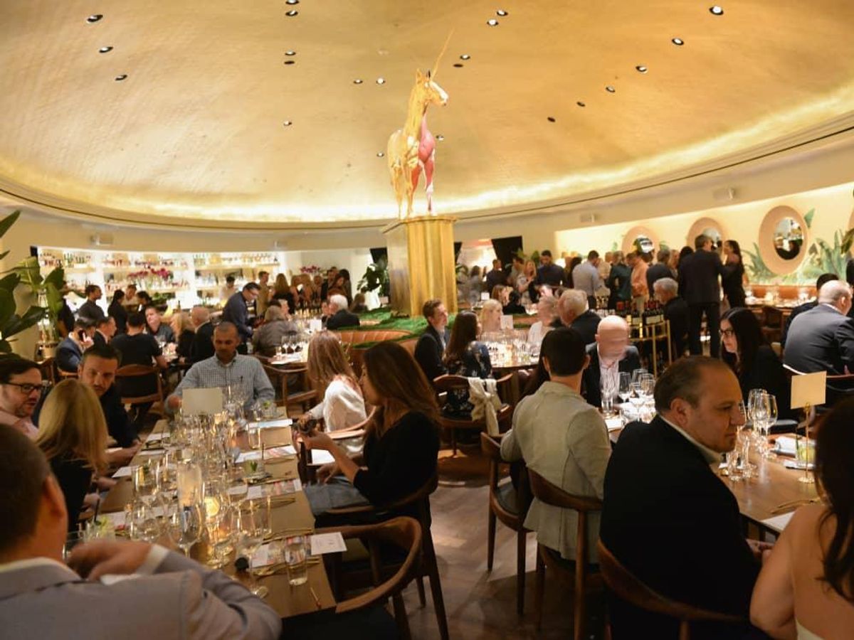 The interior of Miami's Pao by Paul Qui is centered by a Damien Hirst ...