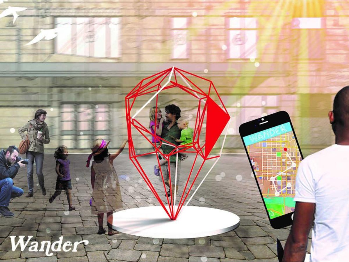 The "Wander" stories begin when the user is near "Beacon," the red ...